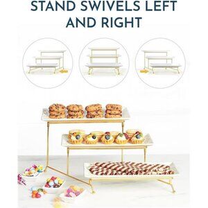 Dining | 3 Tier Serving Tray Stand Sturdy Collapsible Gold Tiered Stand ...